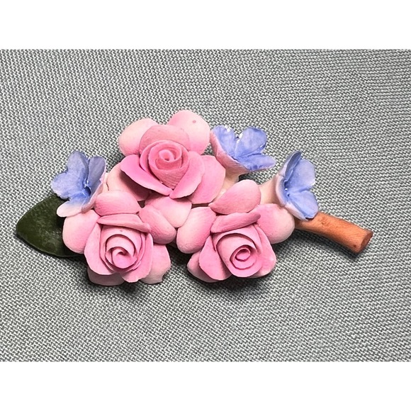 Capodimonte | Jewelry | Capodimonte Flower Brooch Pin Porcelain Pink ...